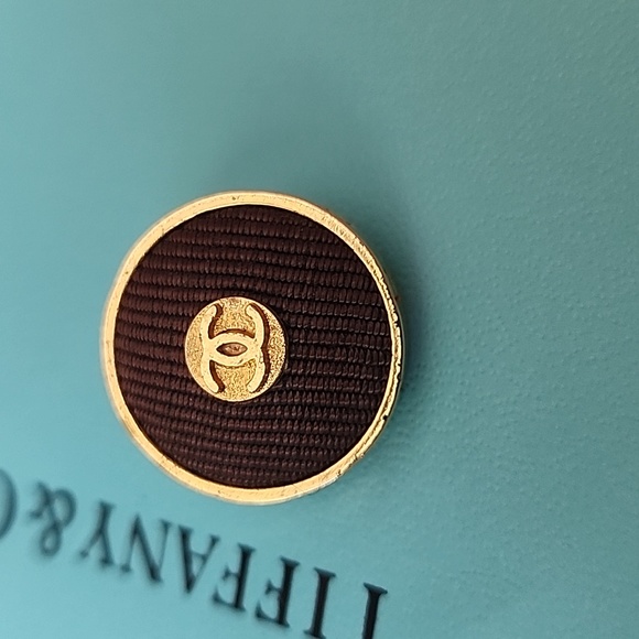 CHANEL | Accessories | Chanel Cc Bronze Ribbed Fabric Button W Gold ...